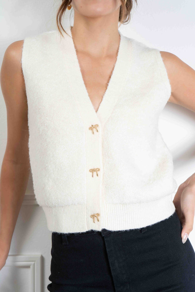 Aria Ribbon Button Down Vest – lilyful.com